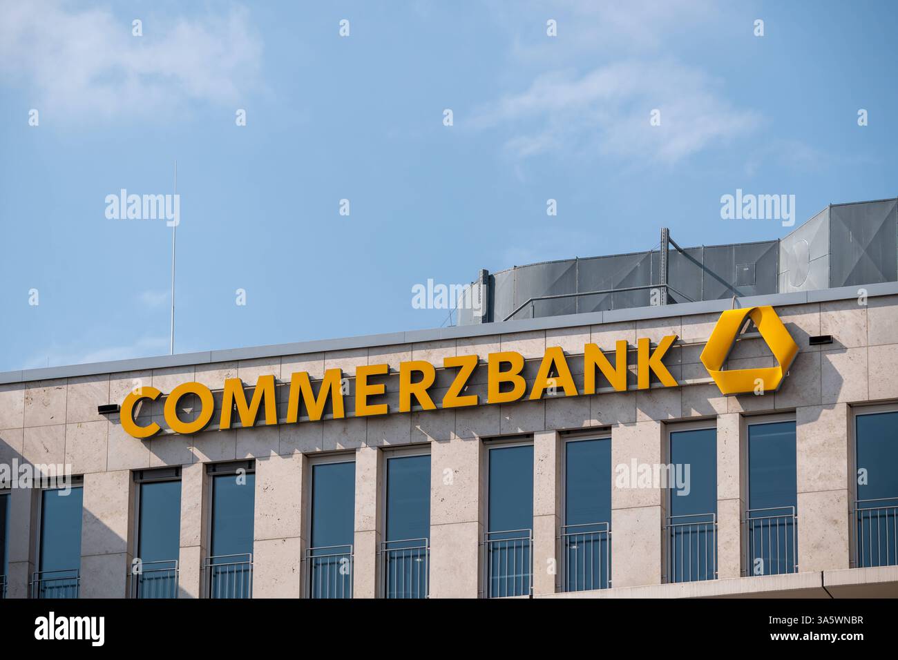 Berlin, Germany - March 24, 2025: The Commerzbank AG logo on the facade ...