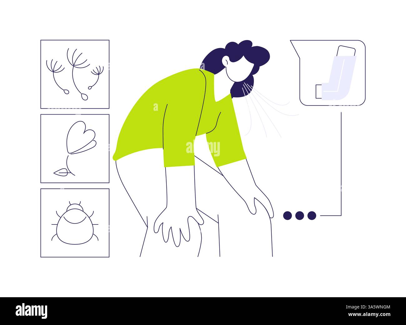 Bronchial asthma attack abstract concept vector illustration Stock ...