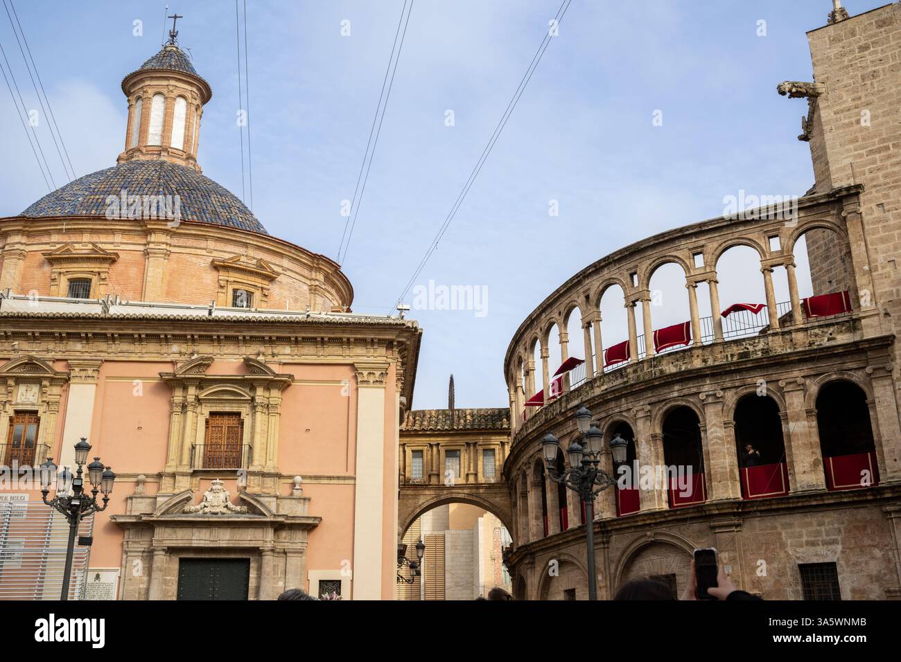 Valencia Cathedral and the Royal Basilica of Our Lady of the Forsaken seen from Plaza de la ...