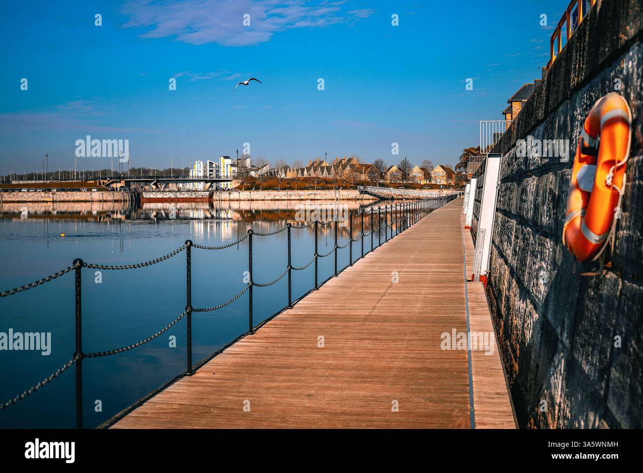 Modern waterside properties and apartments surrounding marina at ...