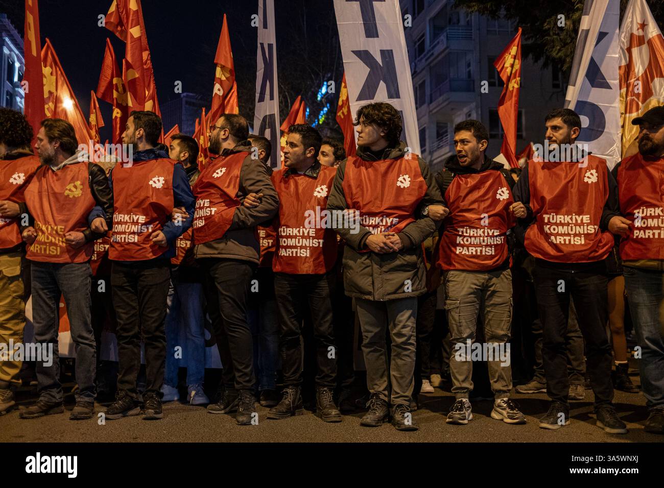 Ankara, Turkey. 23rd Mar, 2025. Young members of the Communist Party of ...