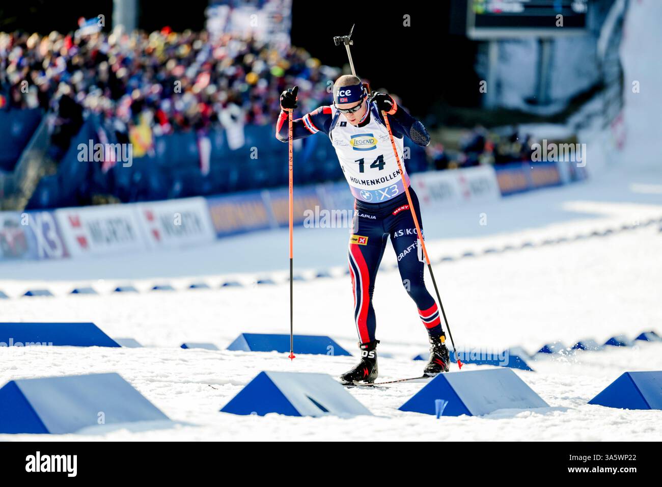 Oslo 20250323. Endre Stroemsheim during the men's 15 km mass start in ...