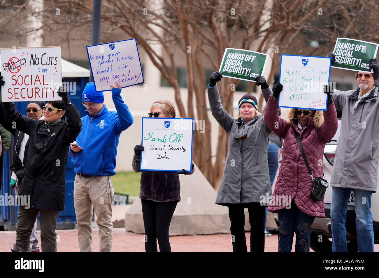 FILE - Demonstrators gather outside of the Edward A. Garmatz United ...