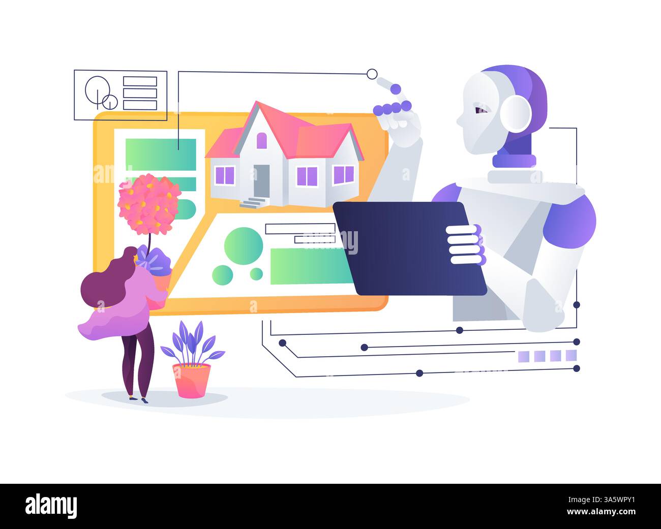 AI-Aided Architectural Planning abstract concept vector illustration ...