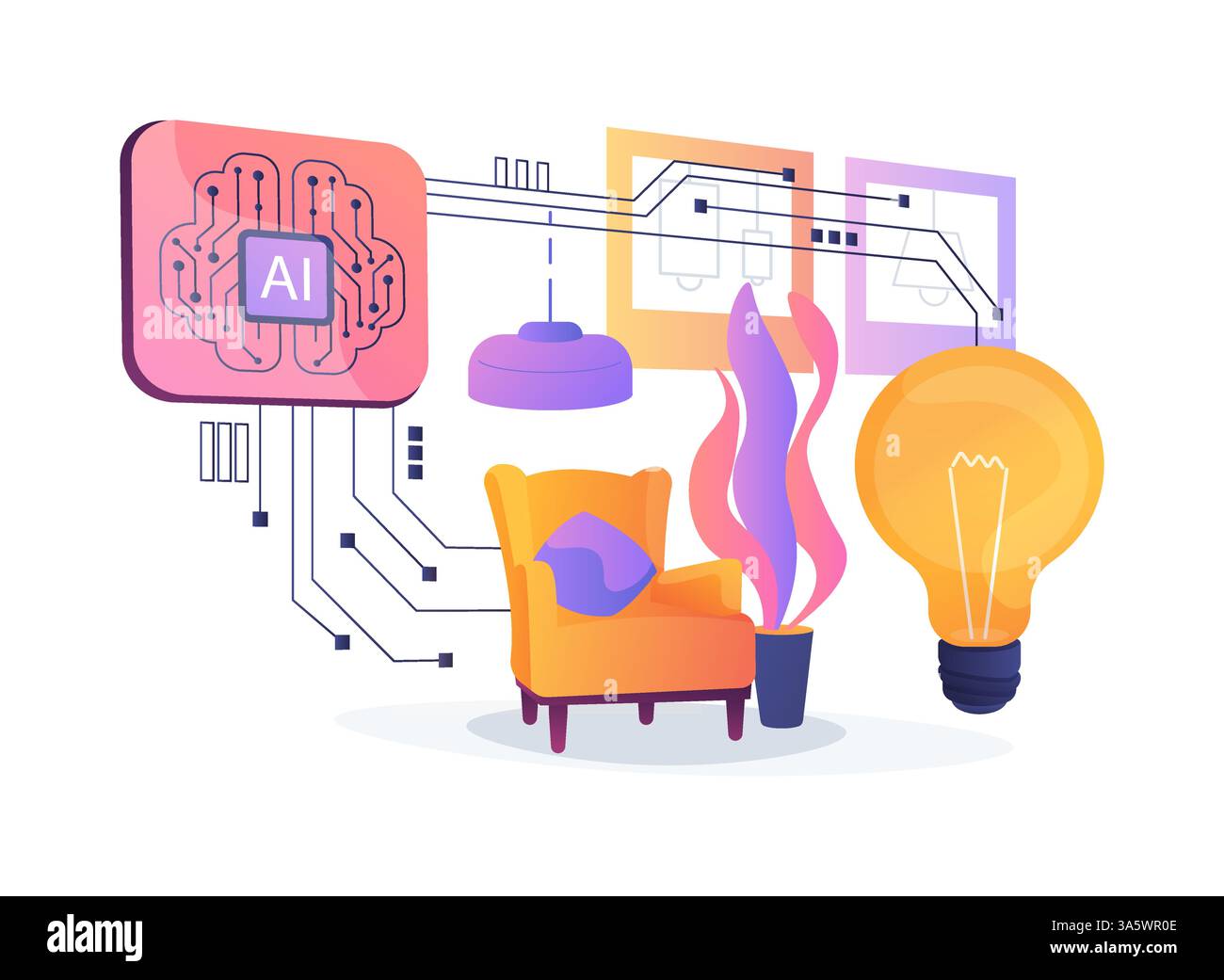 AI-Supported Lighting Design abstract concept vector illustration Stock ...