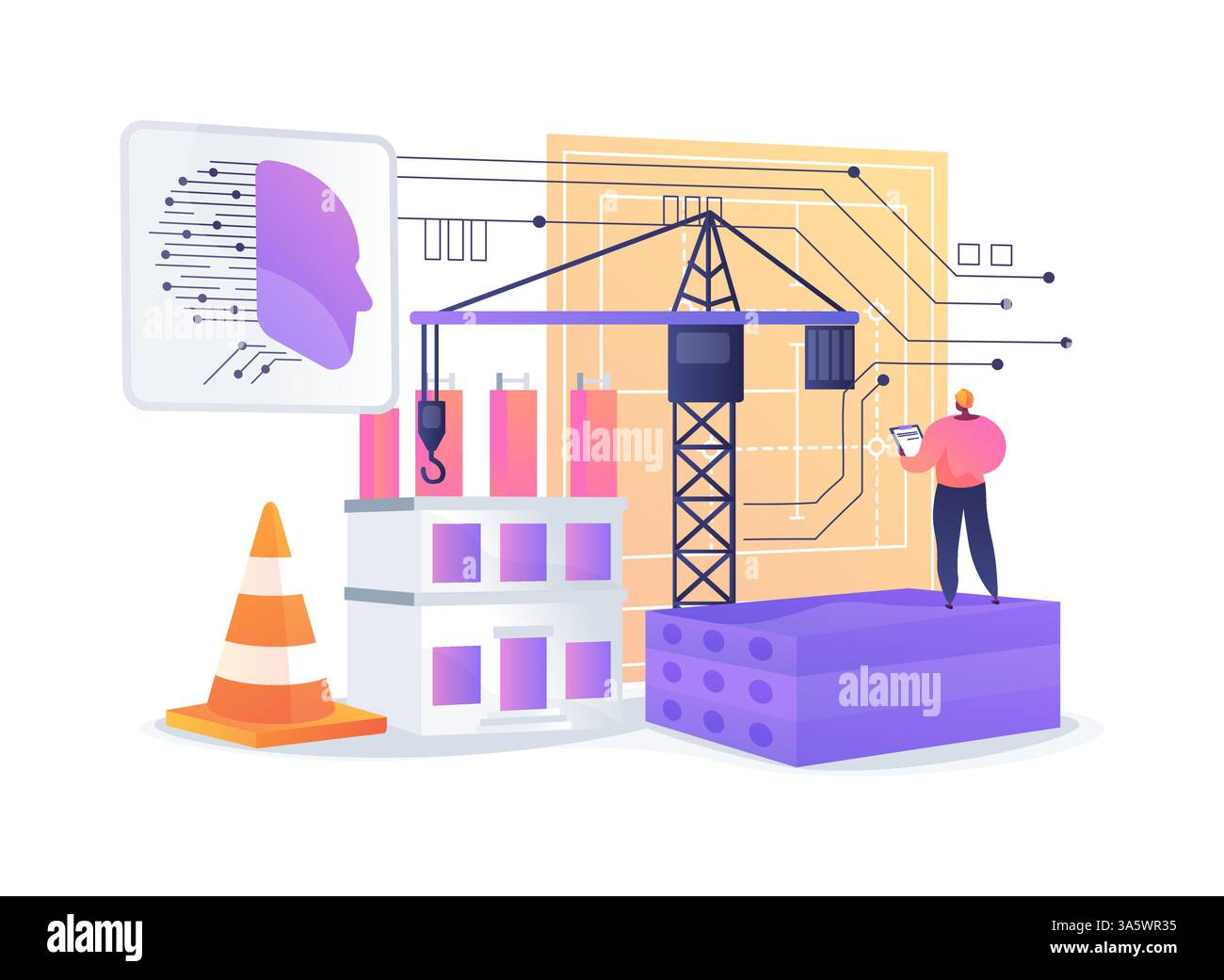 AI-Enhanced Structural Integrity abstract concept vector illustration ...