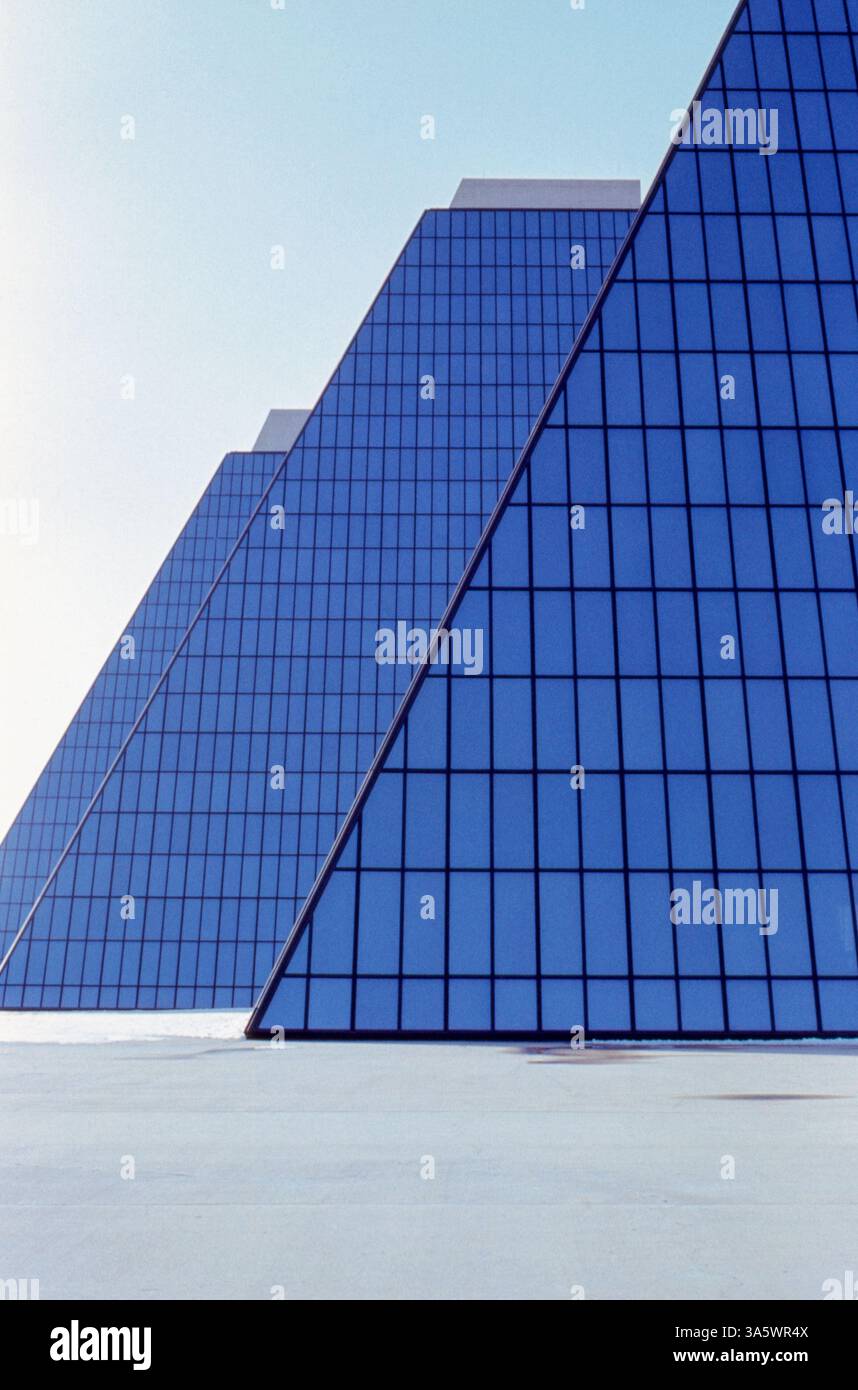 Unusual, historic view of the Pyramids - architectural brutalist icon ...