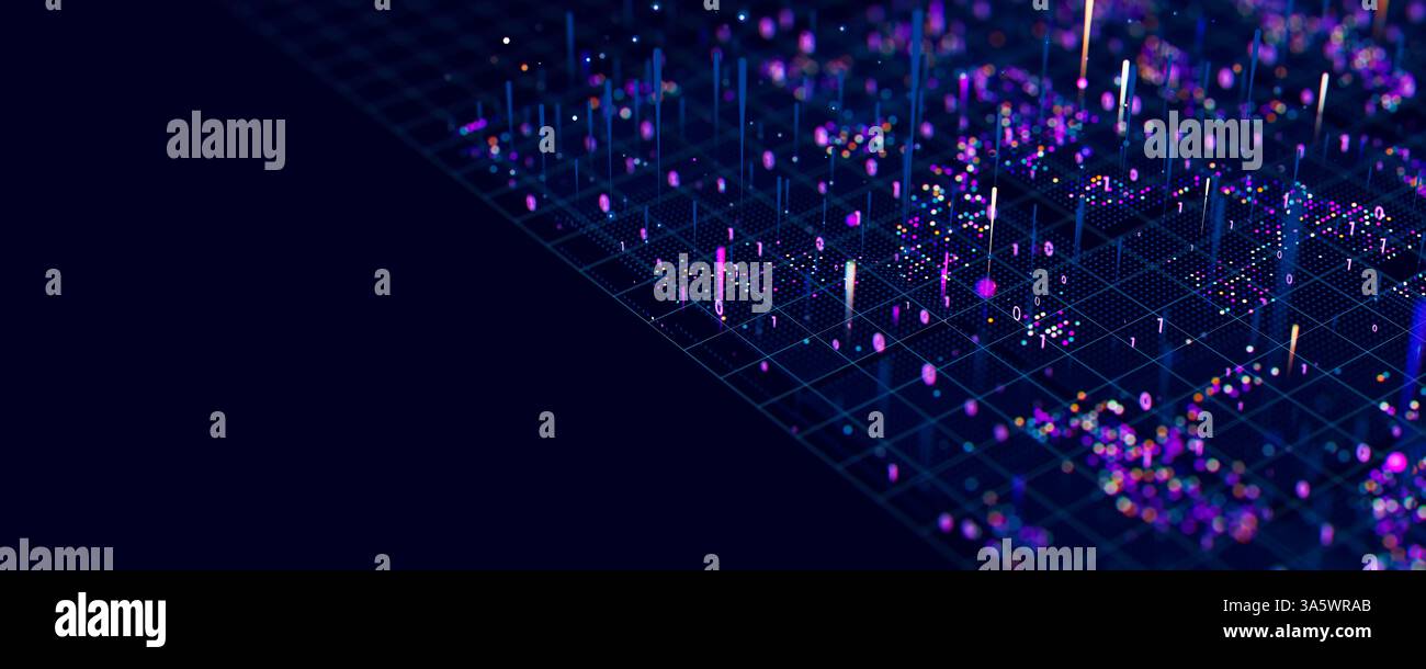 Macro of quantum computing technology. Digital patterns of big data ...