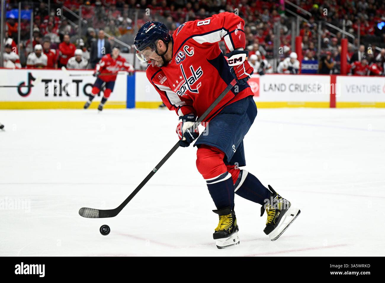 Washington Capitals left wing Alex Ovechkin (8) in action during the ...