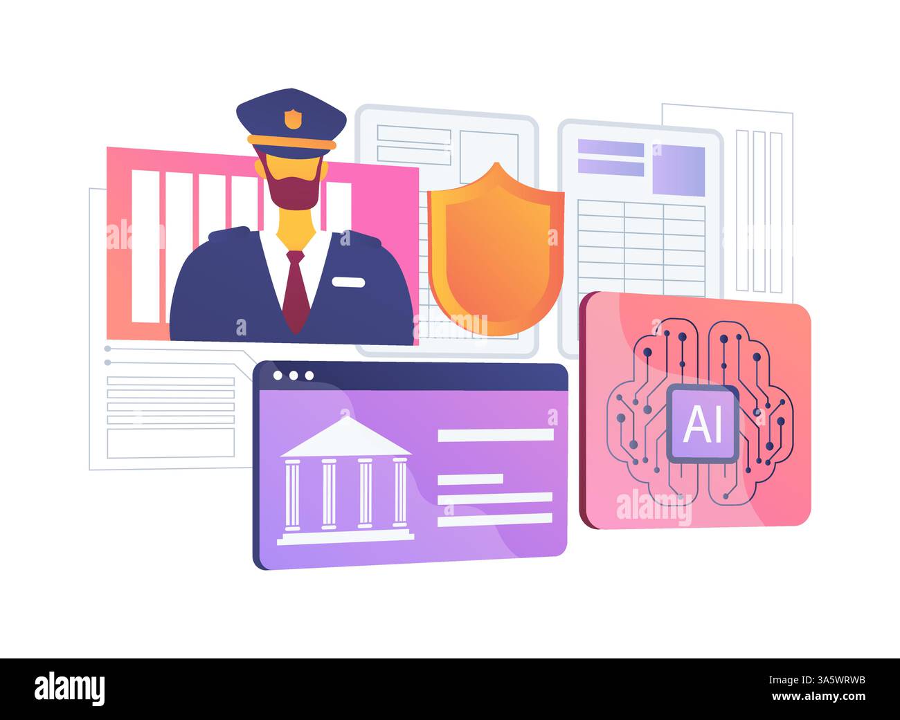 AI-Backed Public Safety abstract concept vector illustration Stock ...