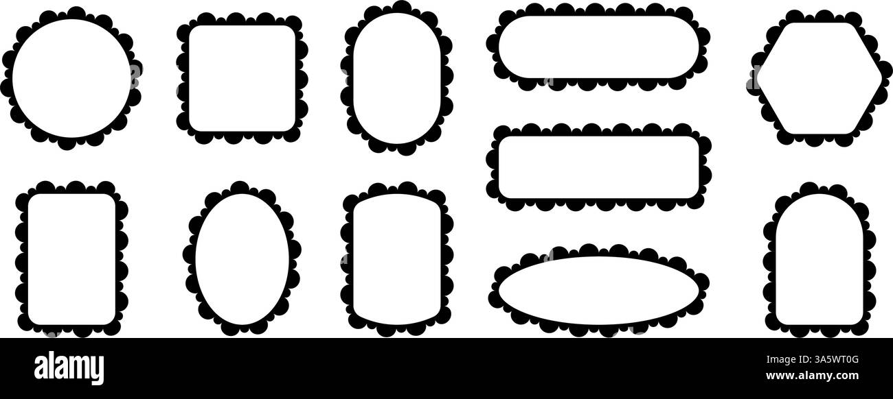 Scallop edge frame. Lace borders with pattern. Collection of black ...