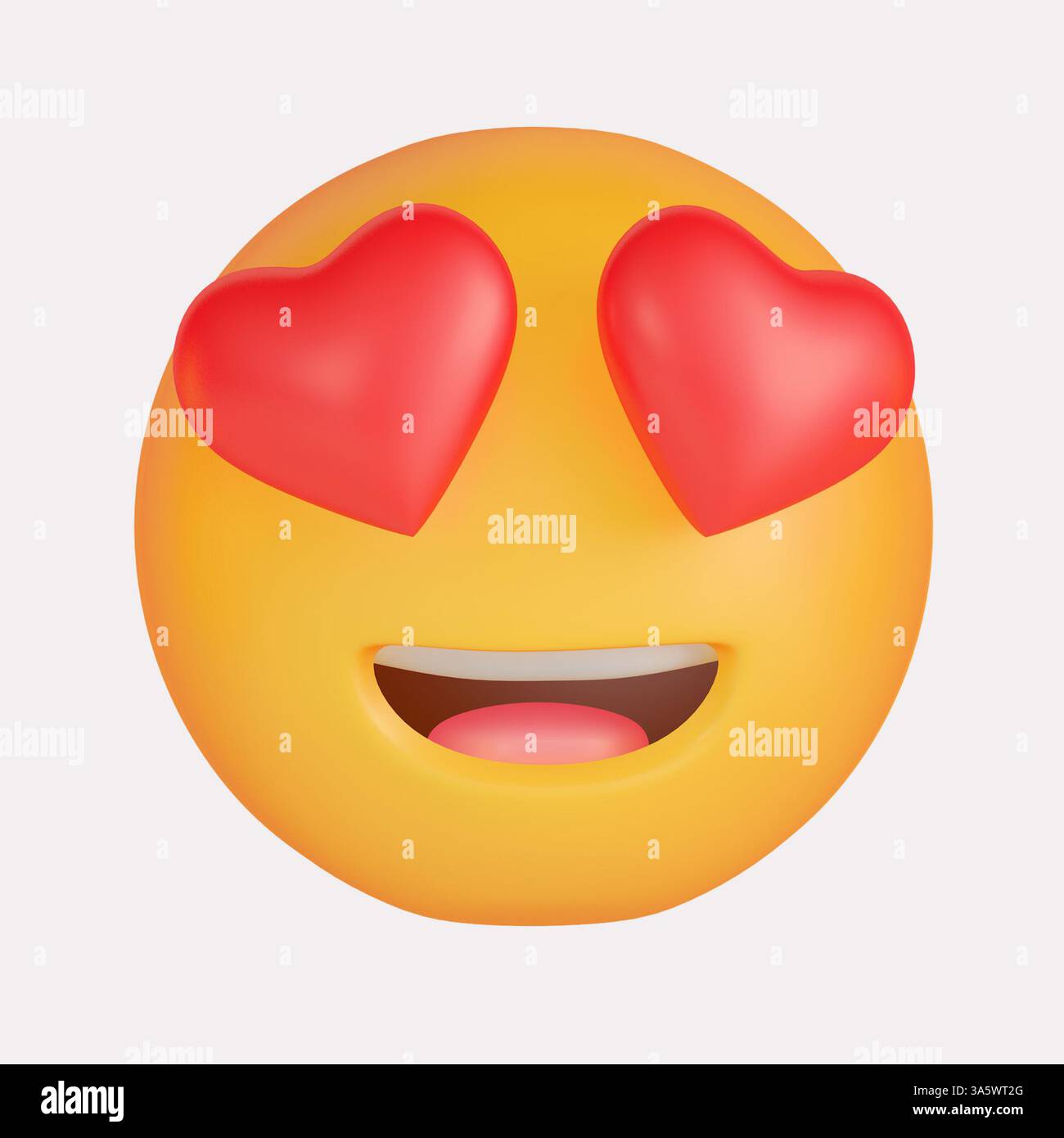 3d rendering of a smiling yellow emoji with heart eyes, expressing love, affection, and ...