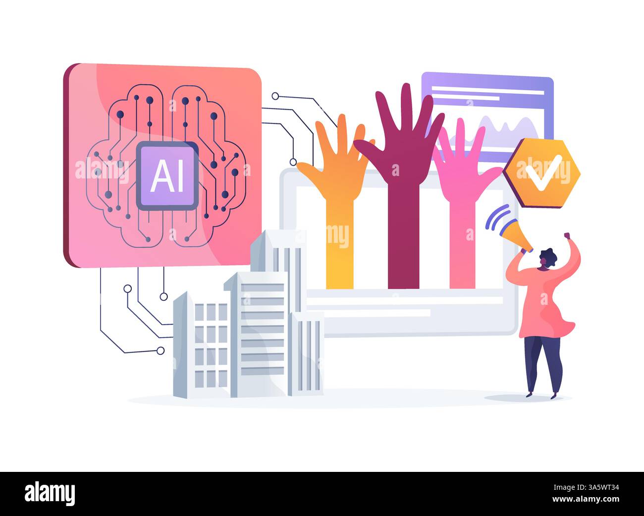 AI-Supported Civic Engagement abstract concept vector illustration ...