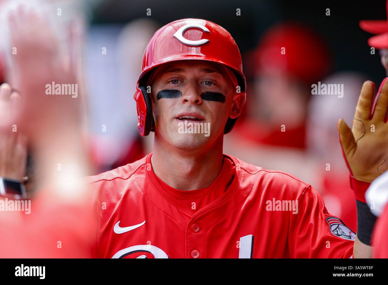 Goodyear, AZ. USA; Cincinnati Reds outfielder TJ Friedl (29) gets high ...