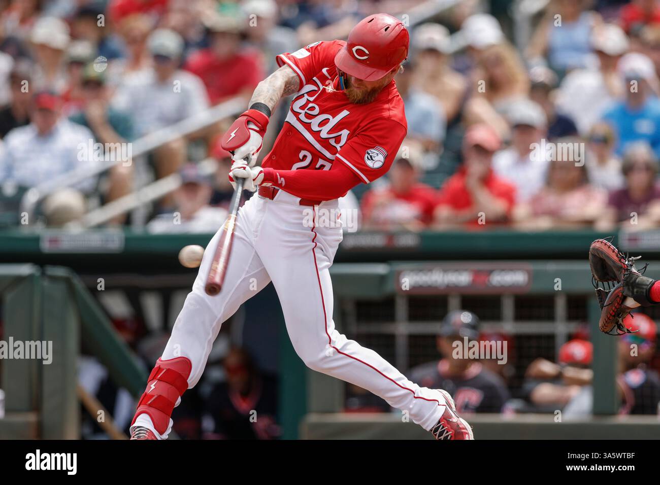 Goodyear, AZ. USA; Cincinnati Reds outfielder Jake Fraley (27) doubles ...