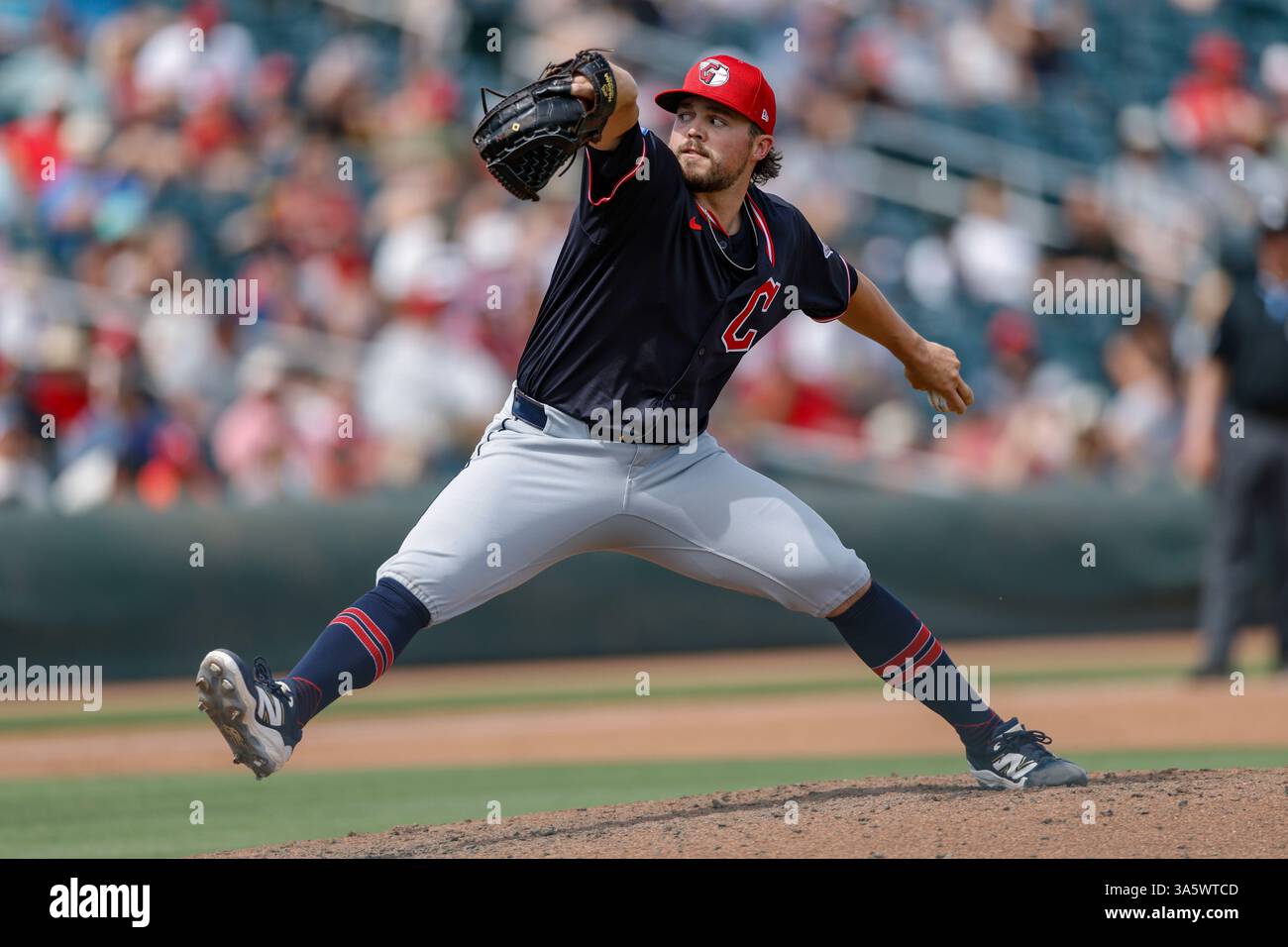Goodyear, AZ. USA; Cleveland Guardians pitcher Parker Mushinski (67 ...
