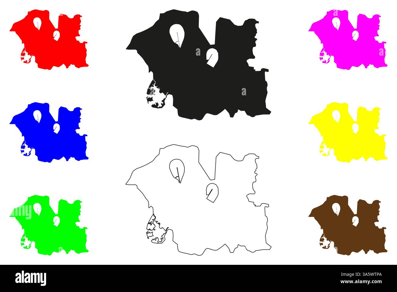 Bokaro city (Republic of India, State of Jharkhand) map vector ...