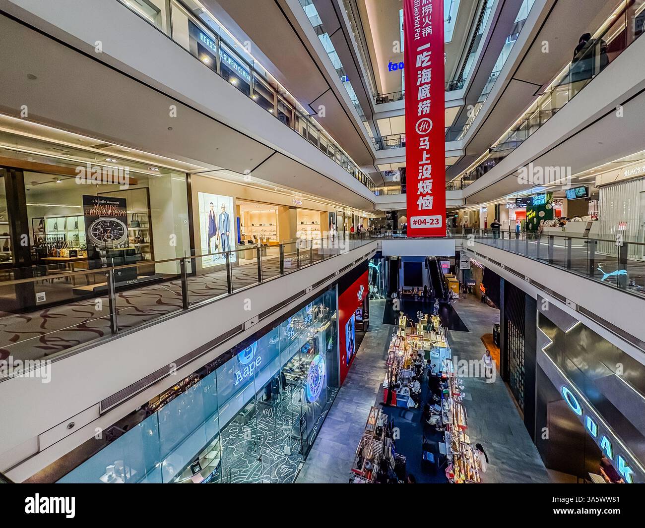 Interior of Orchard Central mall in Singapore, showing multiple levels ...