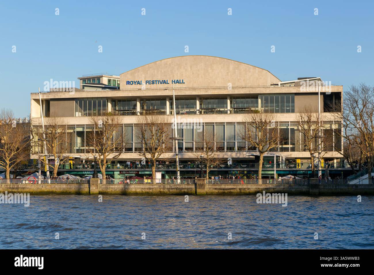 Royal Festival Hall building from River Thames, South Bank, London ...