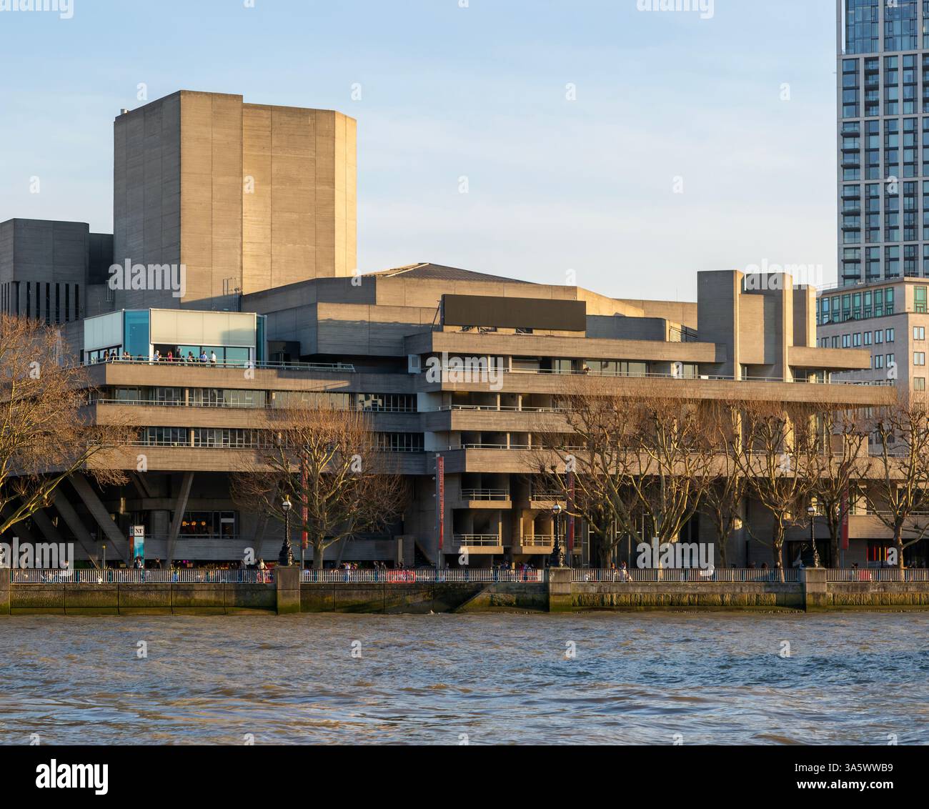 The Royal National Theatre building from River Thames, South Bank ...