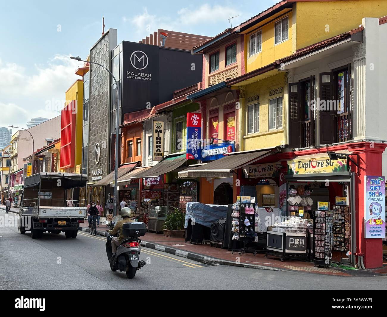 Street view of Singapore's Little India neighbourhood with its ...