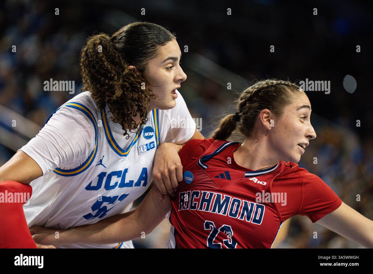 UCLA Bruins center Lauren Betts (51) and Richmond Spiders guard Alyssa ...