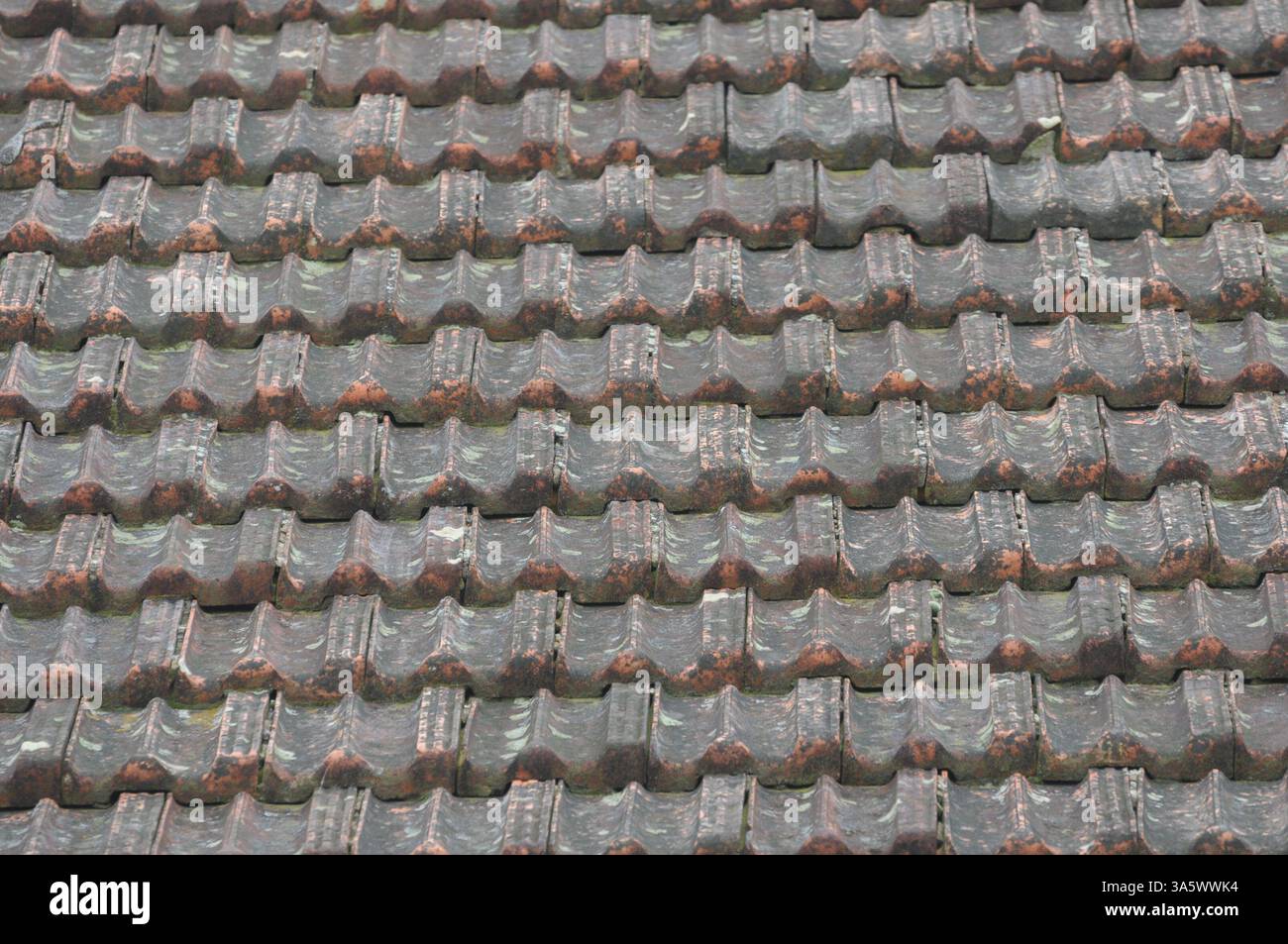 Weathered clay roof tiles with rustic charm and texture close-up Stock ...