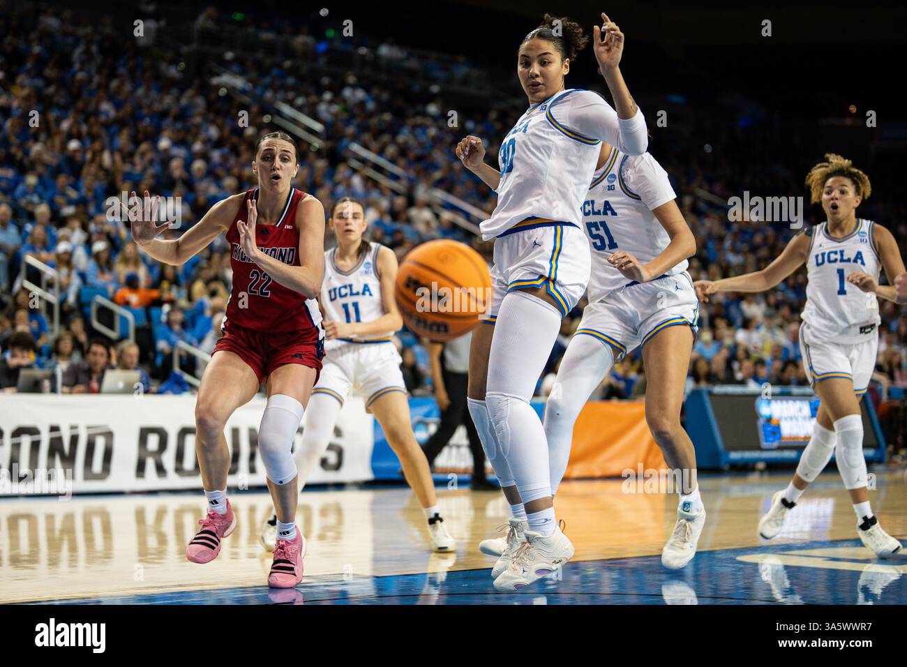 Richmond Spiders guard Rachel Ullstrom (22) and UCLA Bruins forward ...