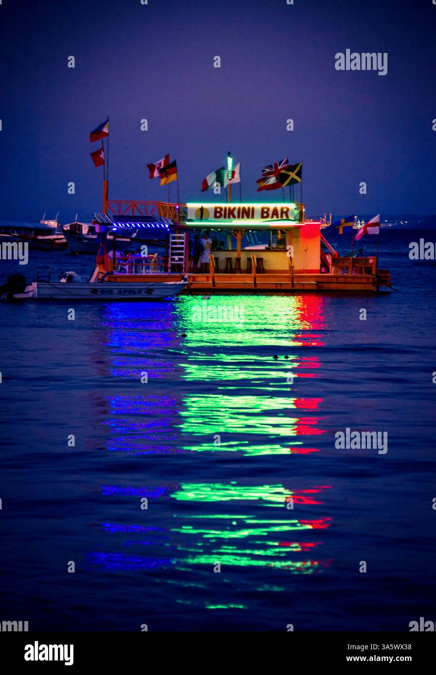 Photo shows one of the floating bars in PUERTO GALERA, Mindoro Island ...