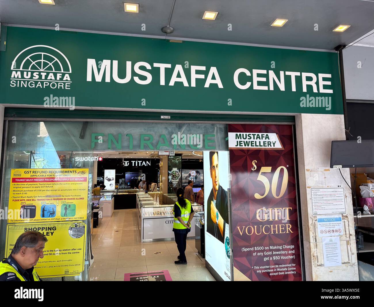 Singapore Mustafa Centre's entrance. It is a 24-hour shopping mall with ...