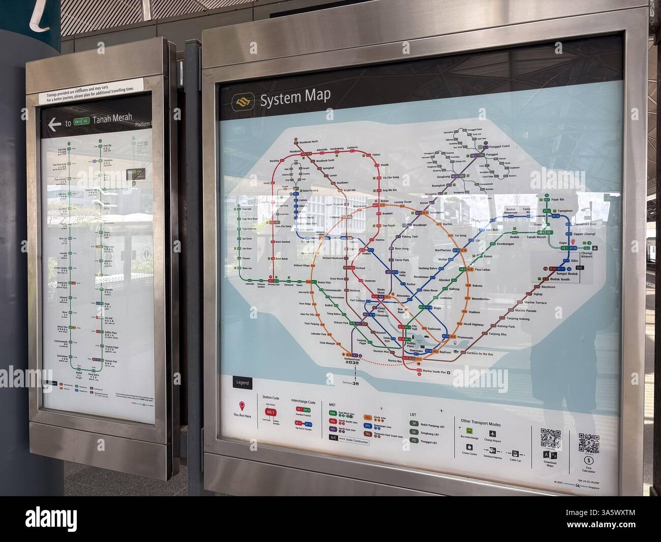 This is the Singapore Mass Rapid Transit (MRT) system map showing all ...