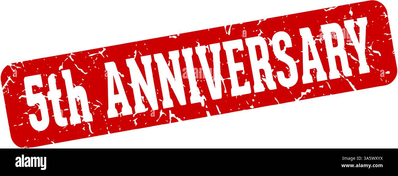 5th anniversary stamp. 5th anniversary rectangular sign isolated on ...