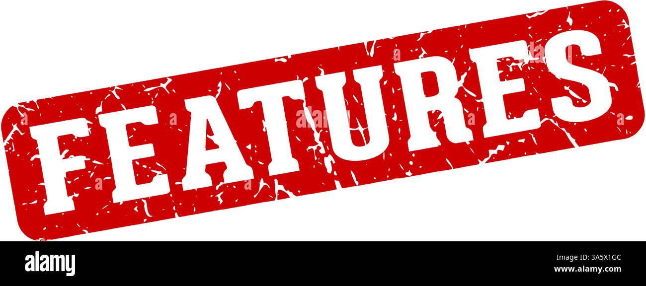 features stamp. features rectangular sign isolated on transparent ...