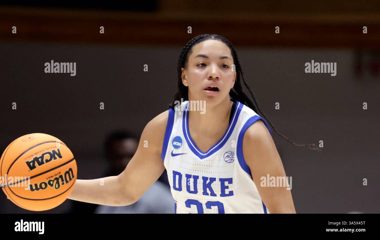 Duke guard Taina Mair (22) brings the ball up the floor against Oregon ...