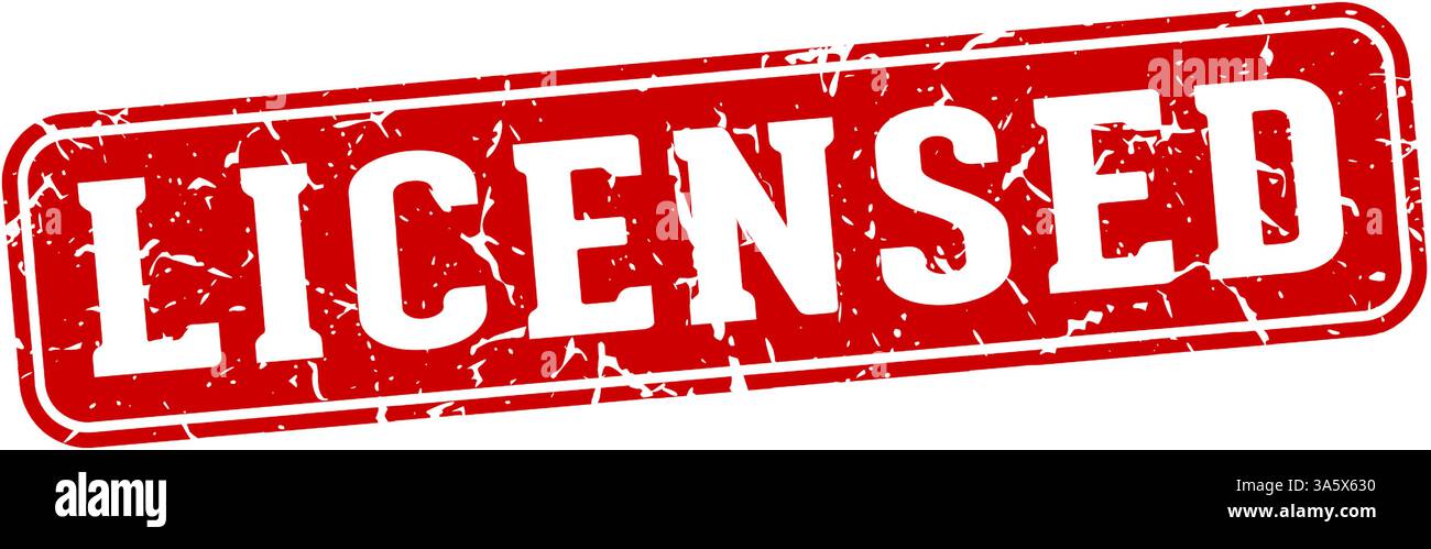 licensed stamp. licensed rectangular sign isolated on transparent ...