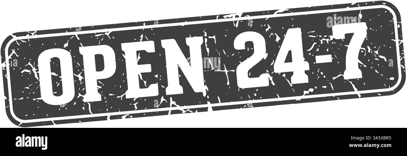 open 24 7 stamp. open 24 7 rectangular sign isolated on transparent ...