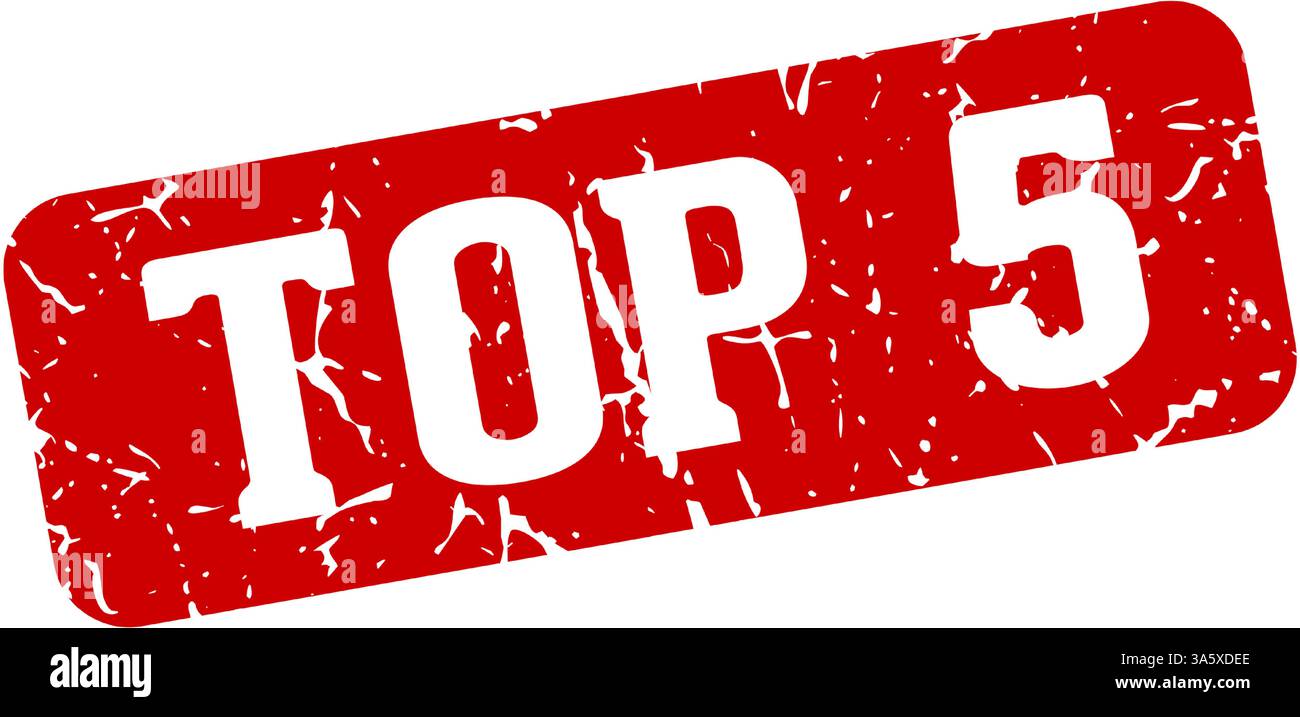 top 5 stamp. top 5 rectangular sign isolated on transparent background ...