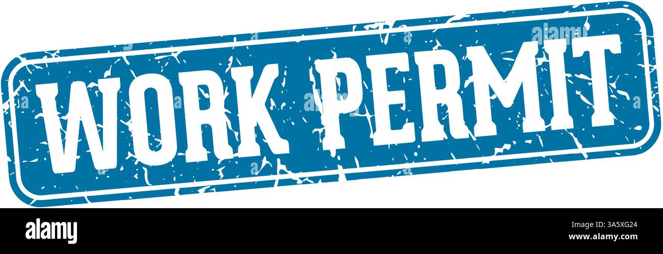 work permit stamp. work permit rectangular sign isolated on transparent ...