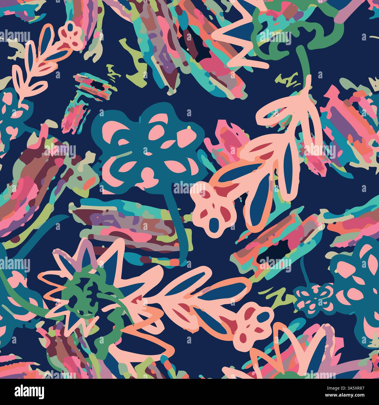 Abstract Brush Strokes Floral Seamless for fashion prints, patterns ...