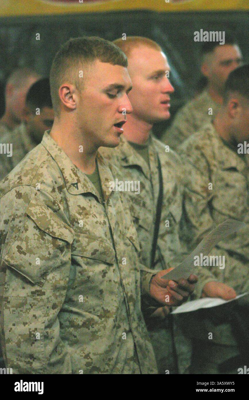 Nov 03, 2004; Camp Fallujah, Iraq; Marines from 1st Battalion, 3rd ...