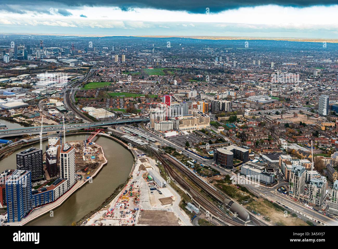 Aerial View of East End of London Stock Photo - Alamy
