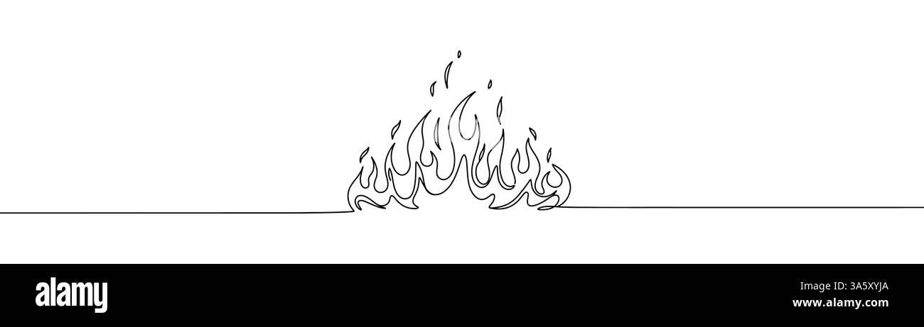 Continuous drawing of fire in one line. Fire flame one line art vector ...
