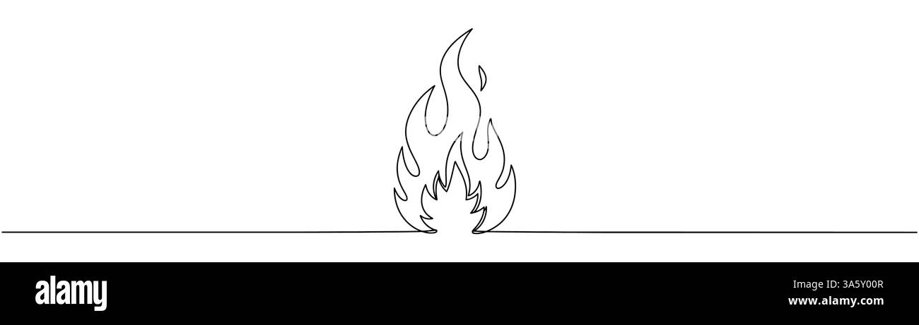 Continuous drawing of fire in one line. Fire flame one line art vector ...