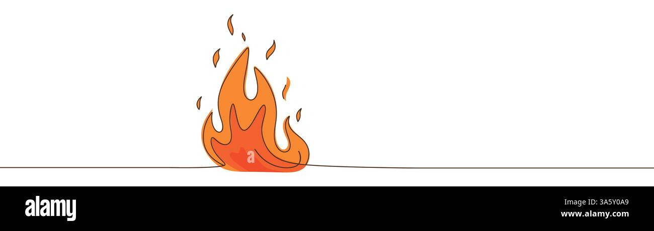 Continuous drawing of fire in one line. Fire flame one line art vector ...