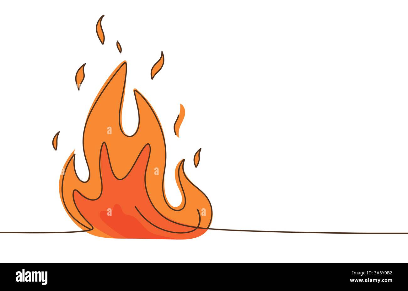 Continuous drawing of fire in one line. Fire flame one line art vector ...