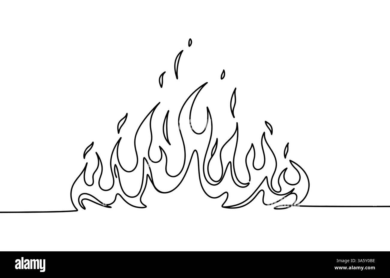 Continuous drawing of fire in one line. Fire flame one line art vector ...