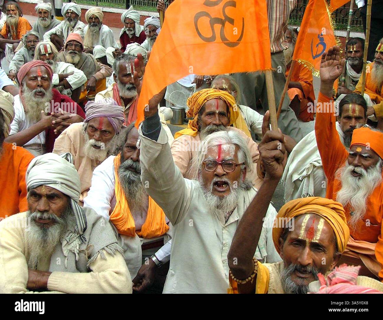 Nov 18, 2004; New Delhi, INDIA; Hindu Holymen demonstrat against the ...