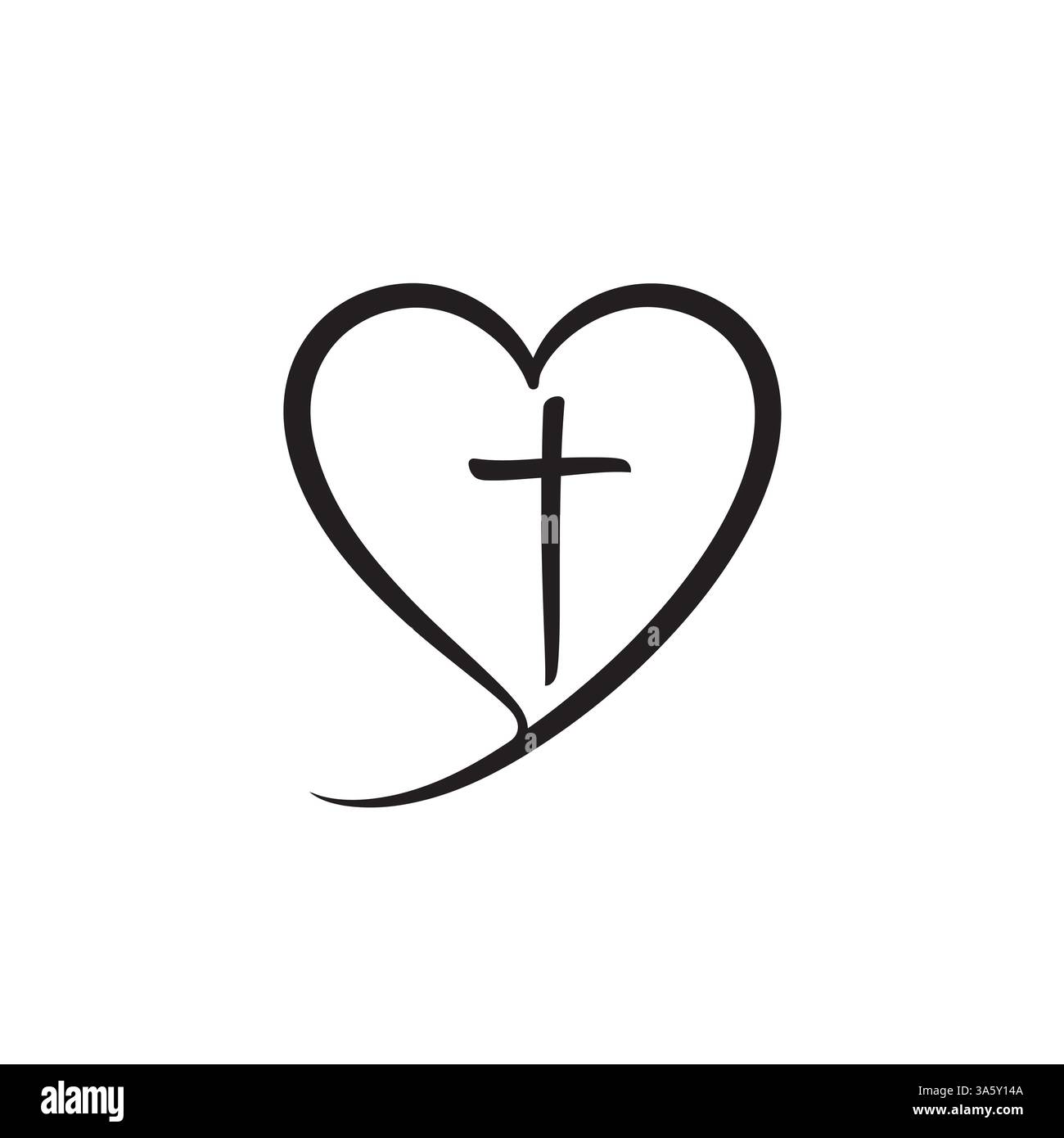 Vector Christian logo Heart with Cross on a White Background. Isolated ...