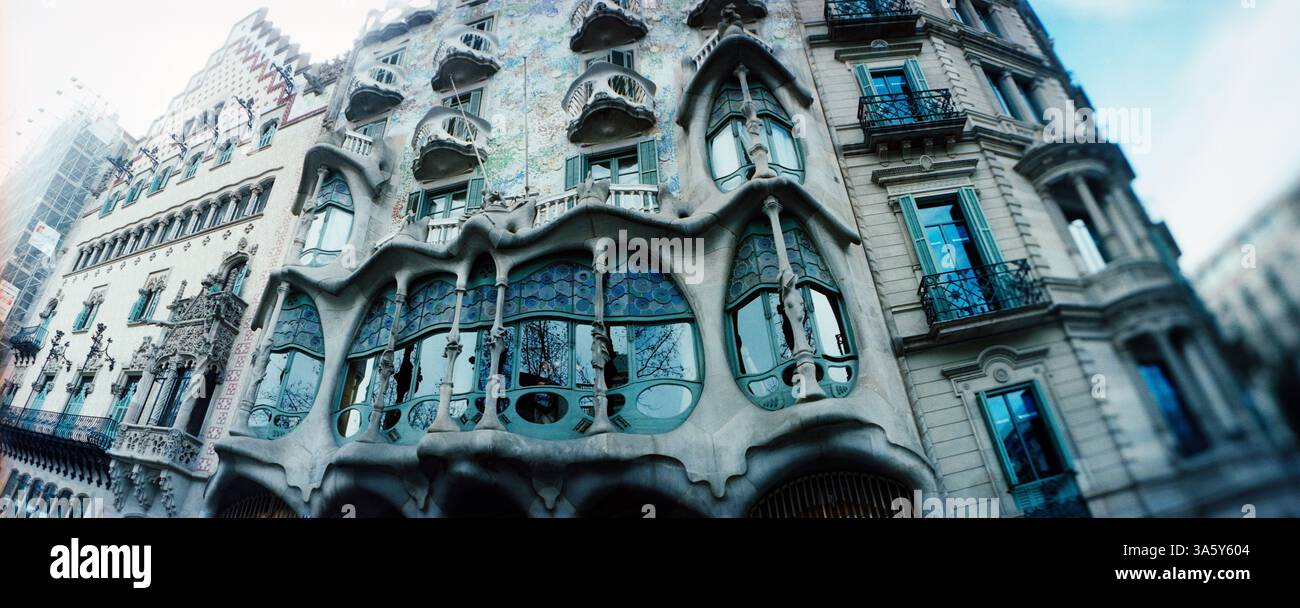 Panoramic view of architectural detail of building built by the Catalan ...
