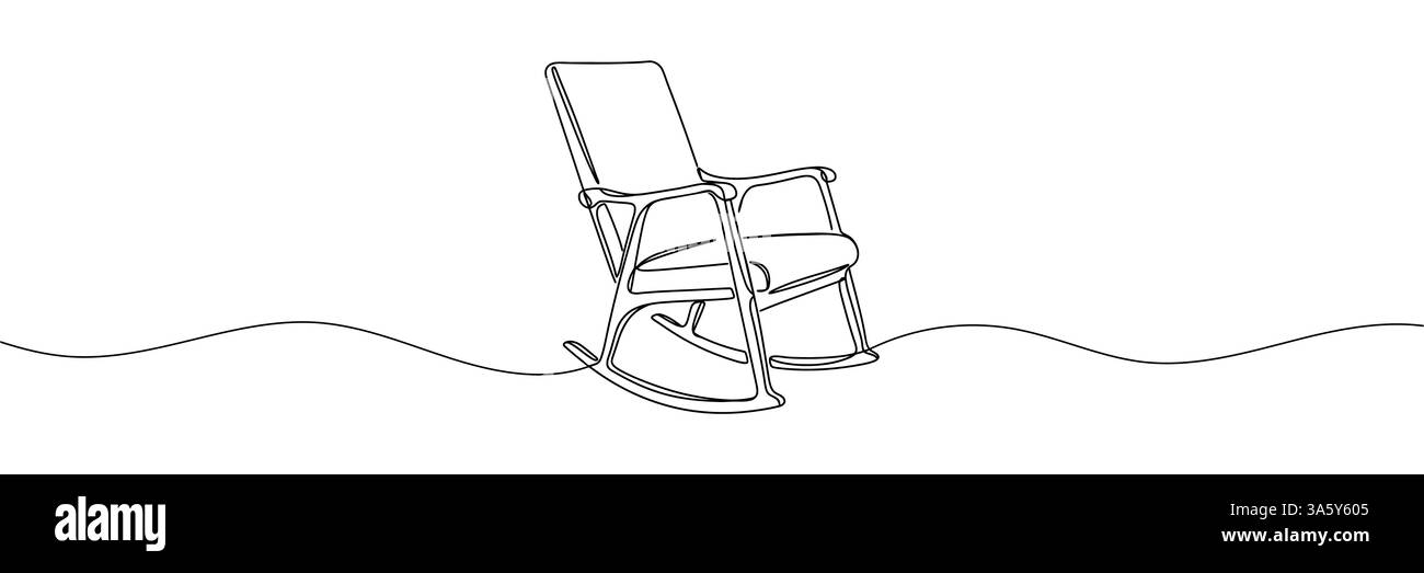 Rocking chair isolated on white background. Line art rocking chair. One ...